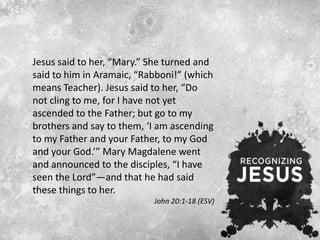 Recognizing Jesus Slides, 4/15/12 | PDF