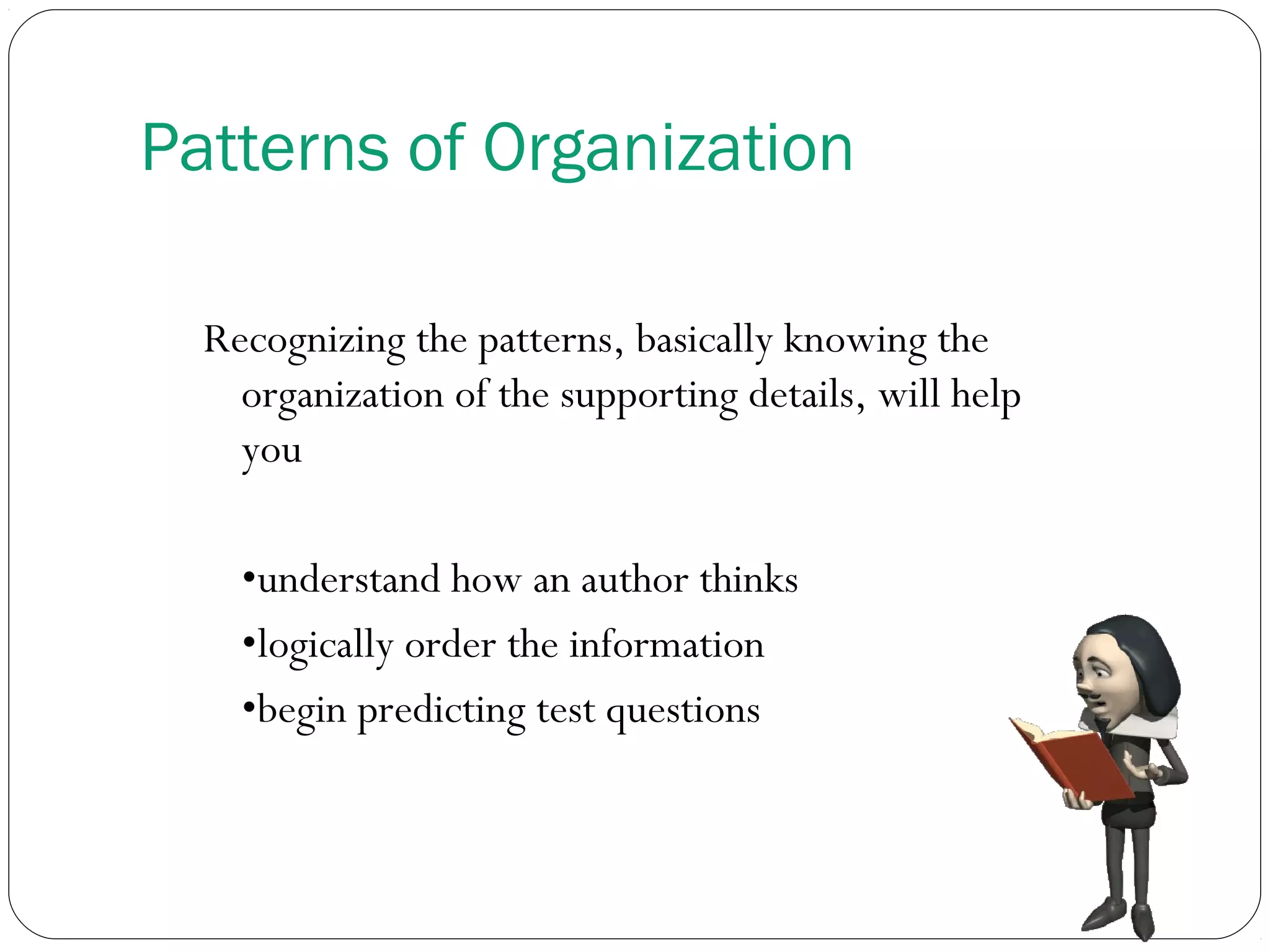Recognizing patterns of organization | PPT | Education