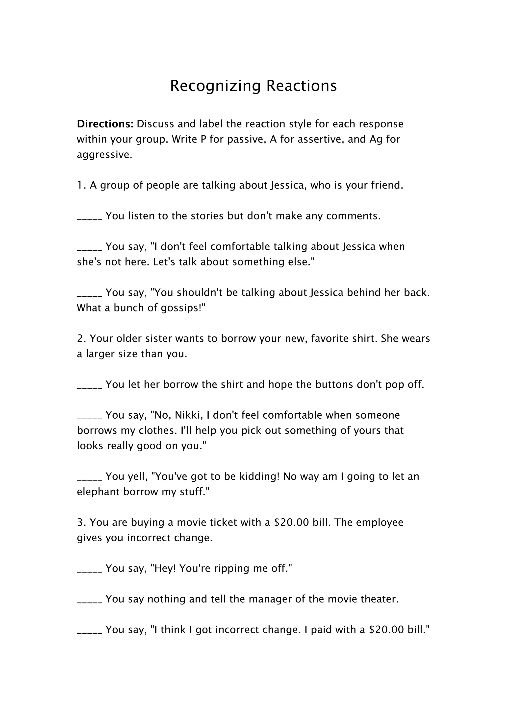 Recognizing reactions ho | DOC