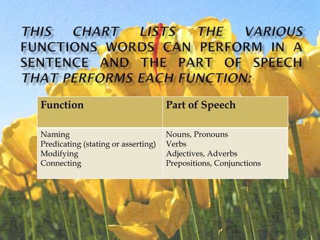 Recognizing the parts of speech | PPTX