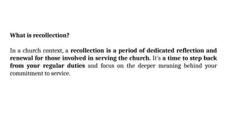 Recollection.pptx Understanding one's faith | PPTX
