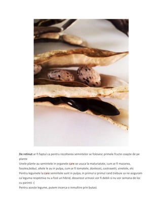 Recoltarea semintelor | DOCX