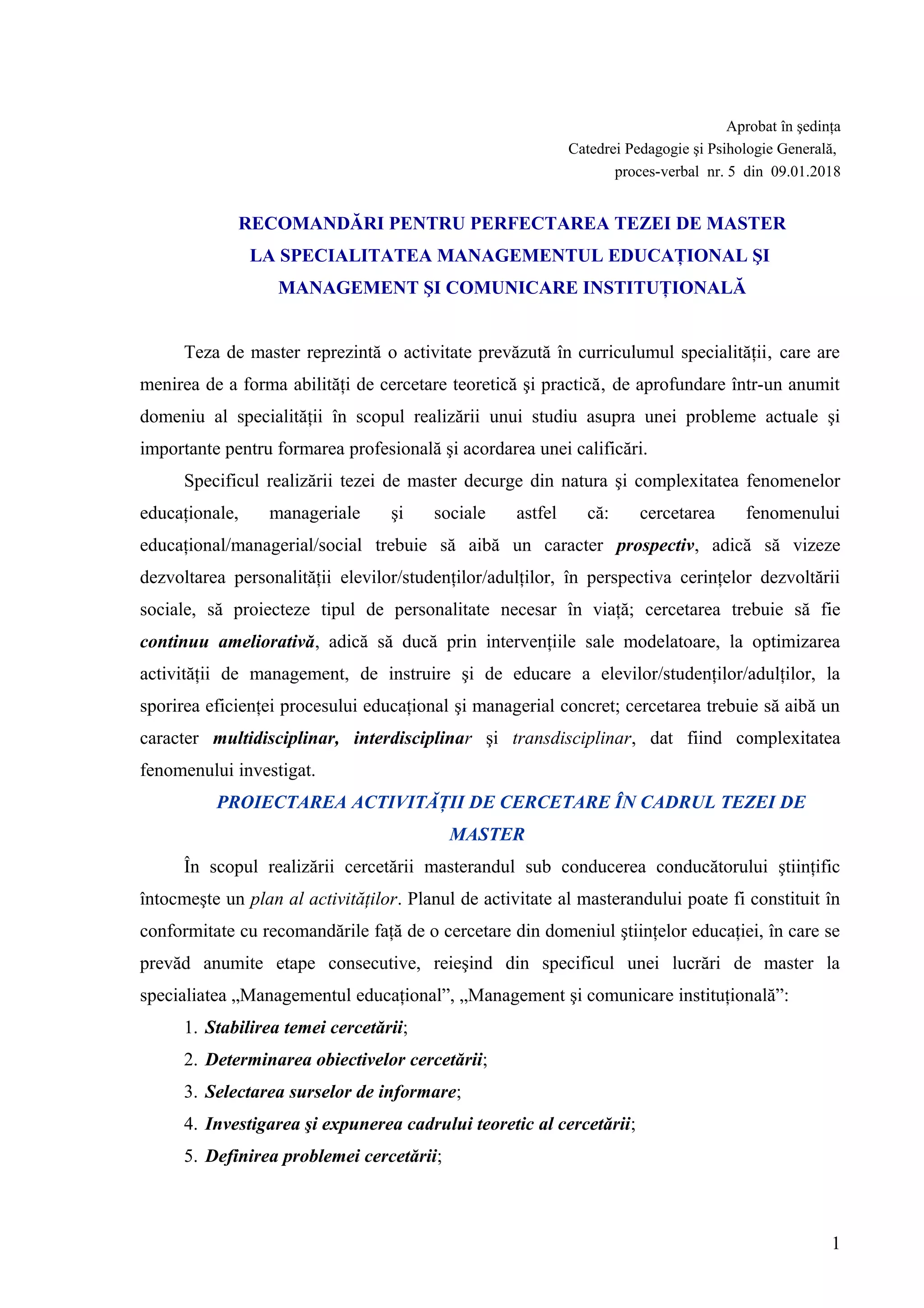 Recomandari teza master | DOC