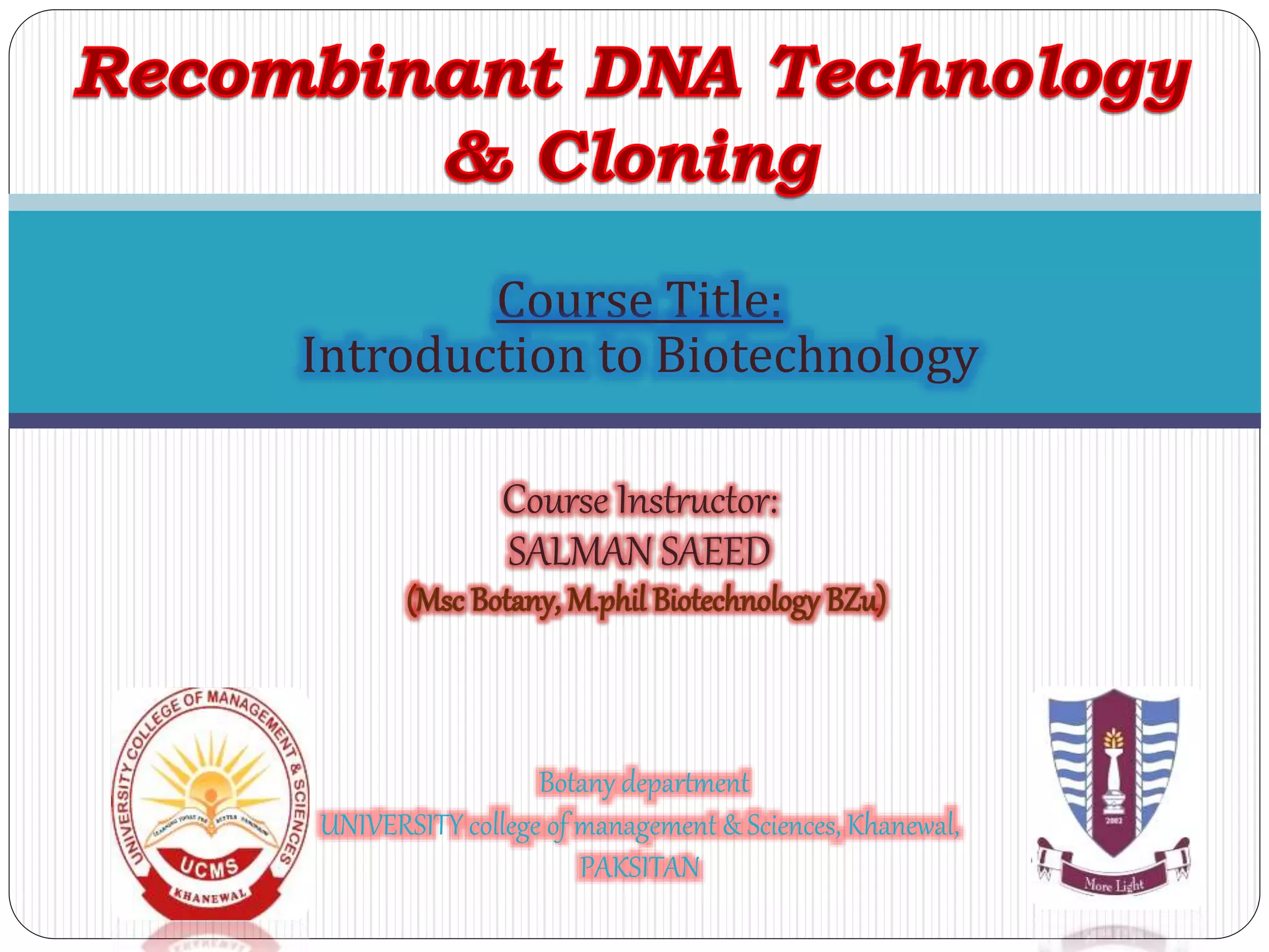 Recombinant-DNA Technology | PPT