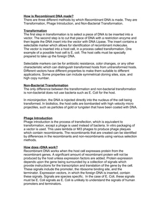 Recombinant dna | PDF