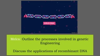 Recombinant DNA and Genetic Engineering.pdf. | PPT