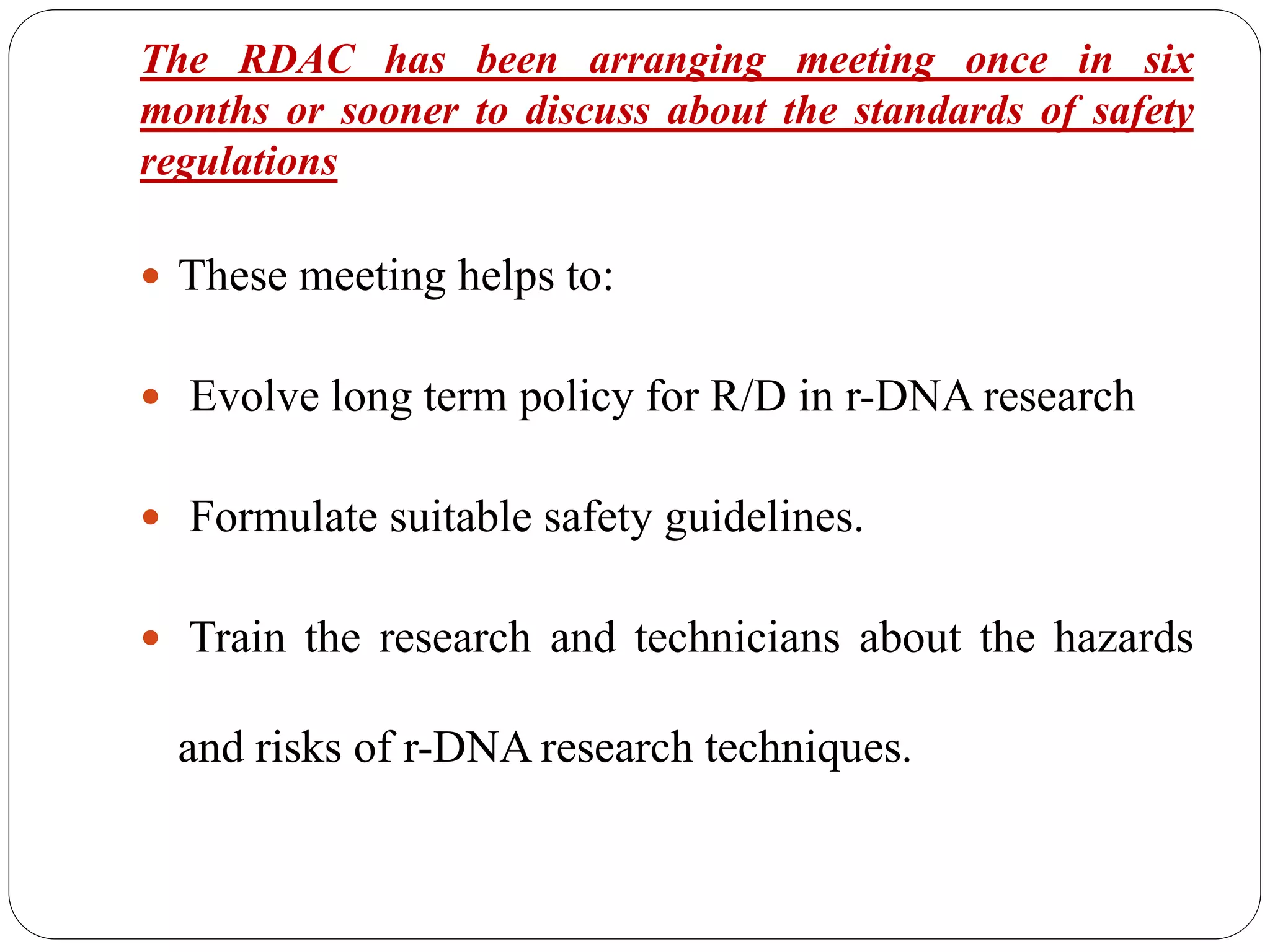 Recombinant dna guidelines(1990) | PPTX