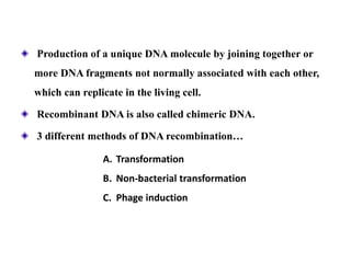 Recombinant DNA (r-DNA) technology | PPTX