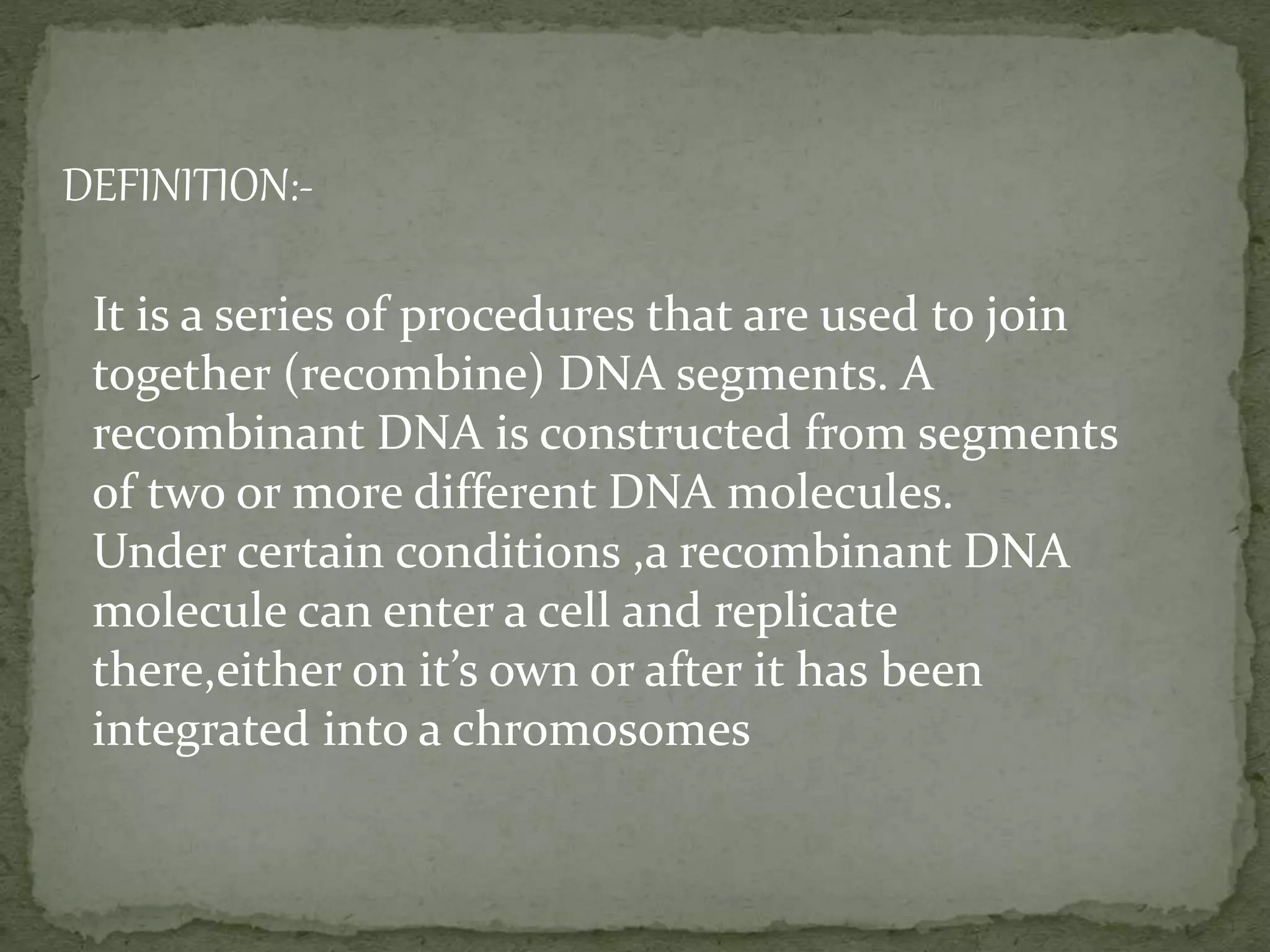 Recombinant dna technology | PPTX