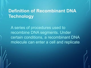 Recombinant DNA Technology | PPT