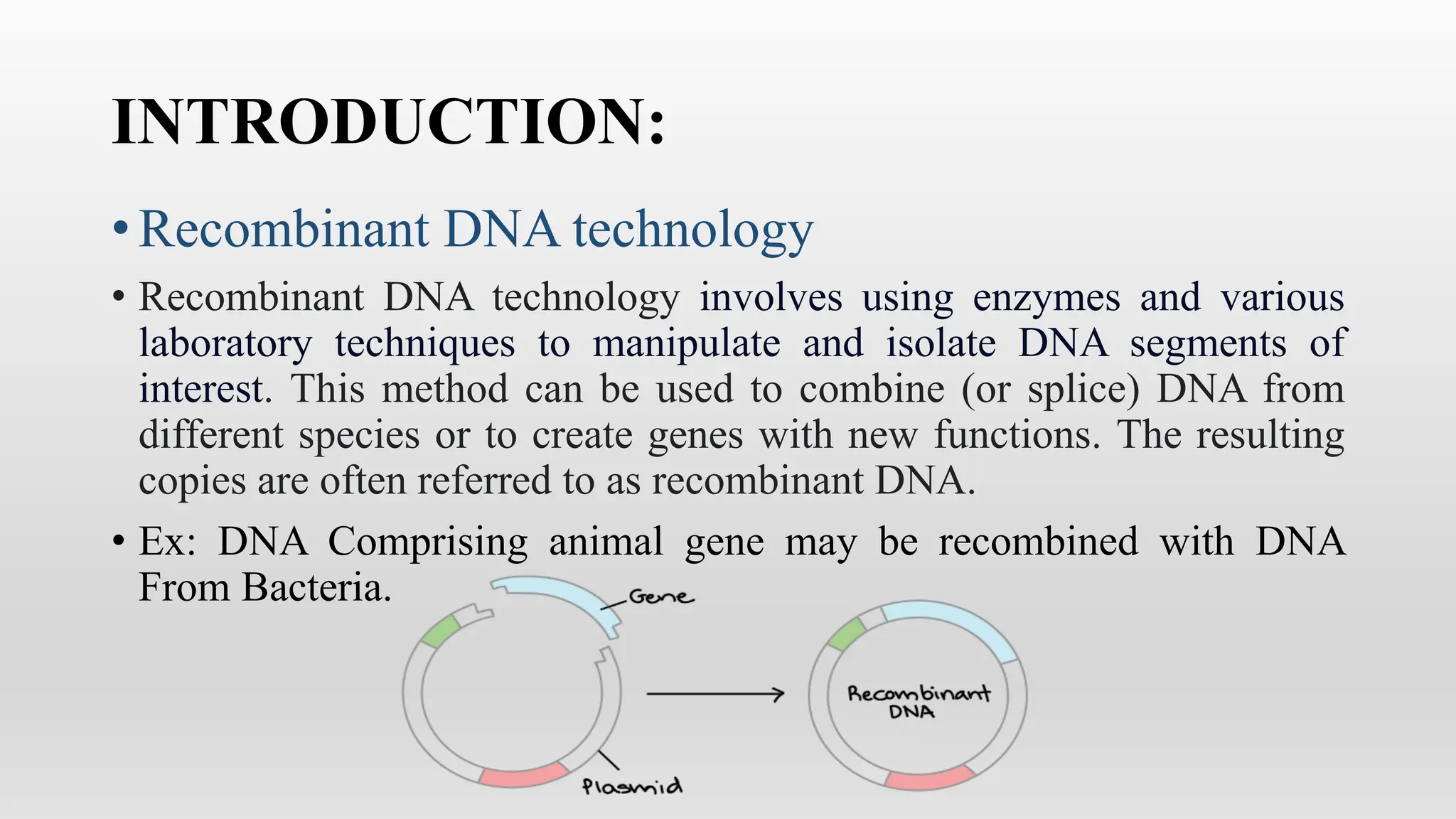RECOMBINANT DNA TECHNOLOGY PRESENTATIONS | PPT