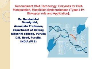 Recombinant DNA Technology- Different types of Restricted Endonucleases ...