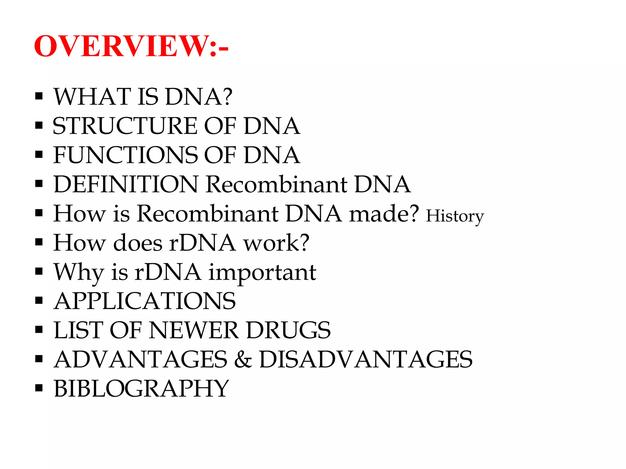 RECOMBINANT DNA TECHNOLOGY - seminar.pptx | Biotech and Biomedical ...