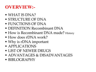 RECOMBINANT DNA TECHNOLOGY - seminar.pptx | Biotech and Biomedical ...
