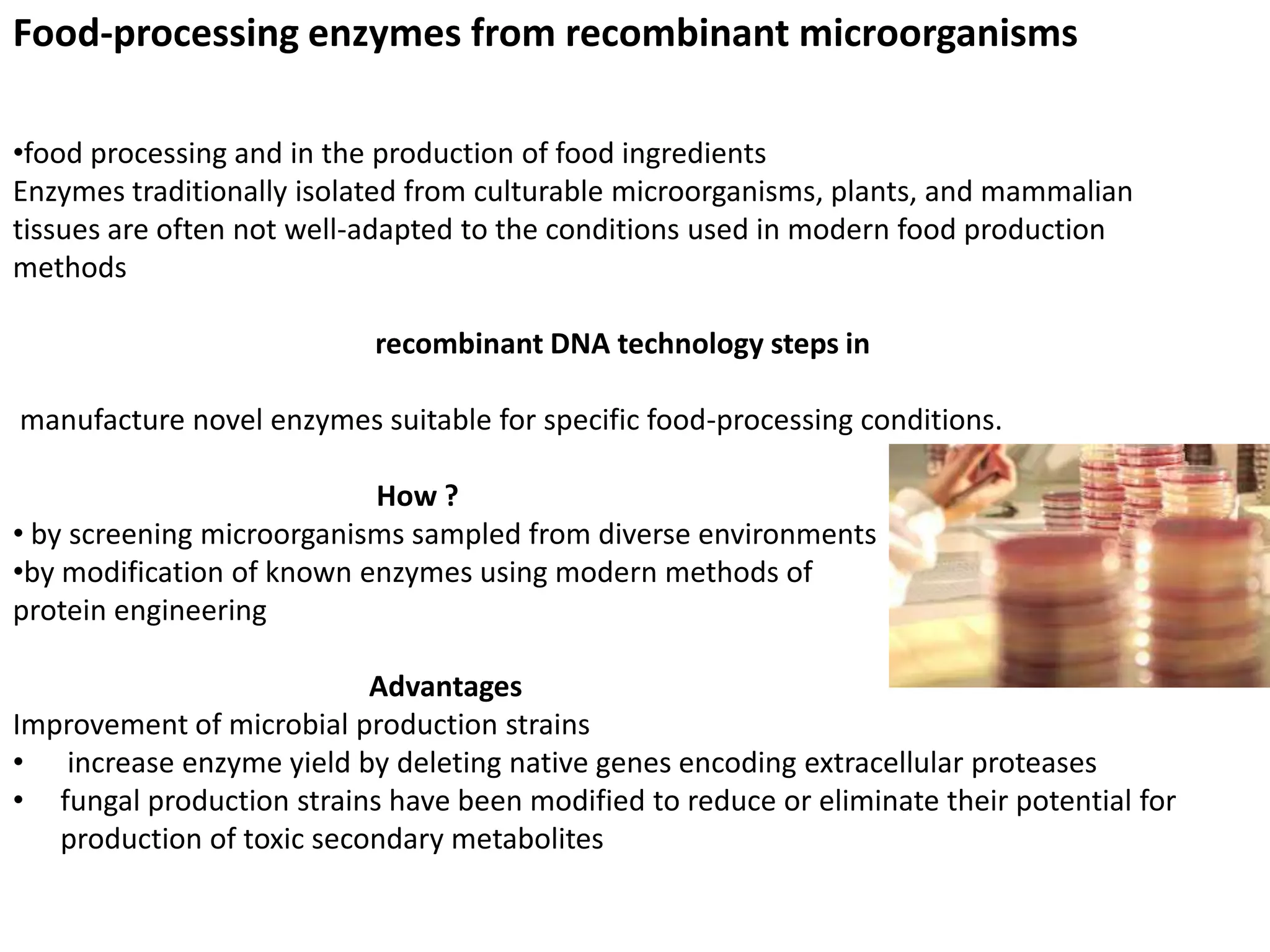 Recombinant dna technology for food uses | PPTX