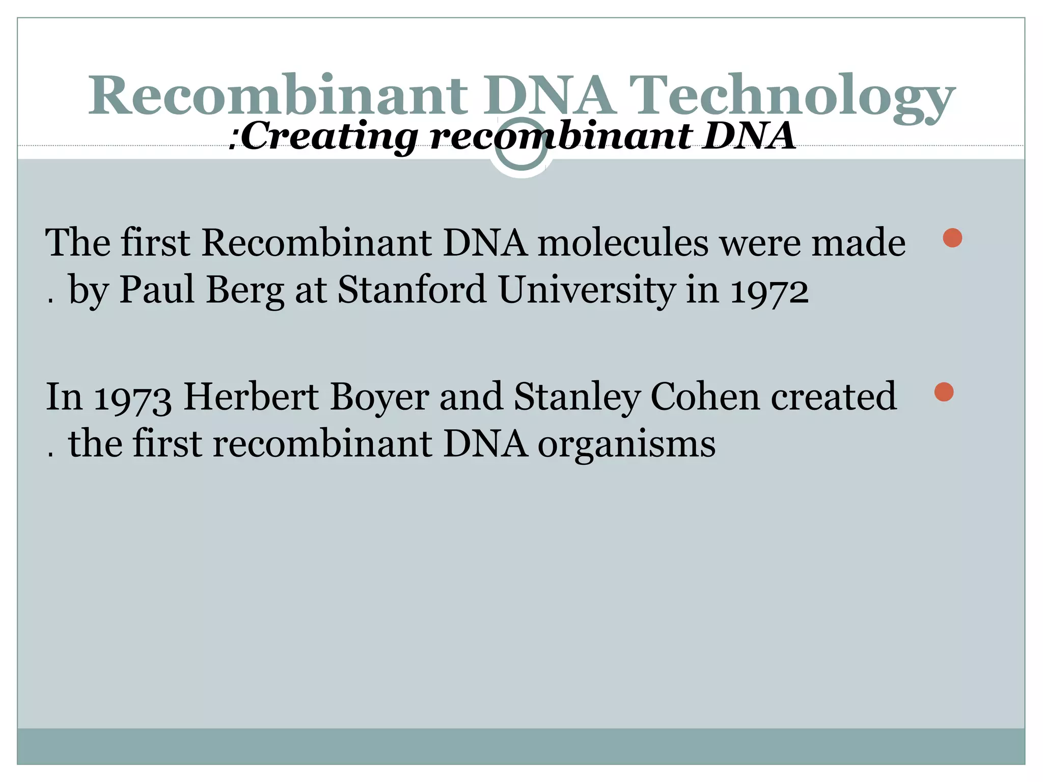 Recombinant DNA technology lect | PPT