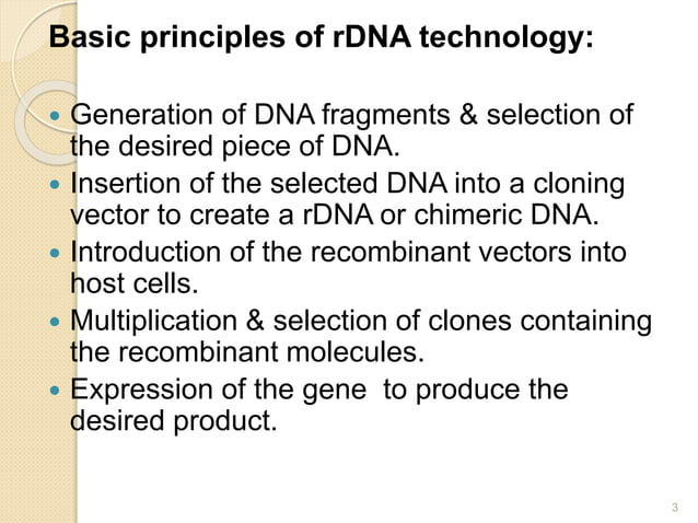 Recombinant dna technology (main ppt) | PPTX | Genetics | Science