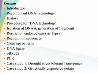 Recombinant DNA technology for Crop improvement | PPTX