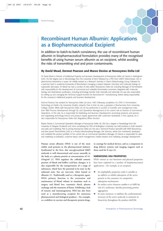 Recombinant human albumin applications as biopharmaceutical excipient | PDF