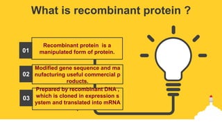 Recombinant protein through fermentation technology | PPTX