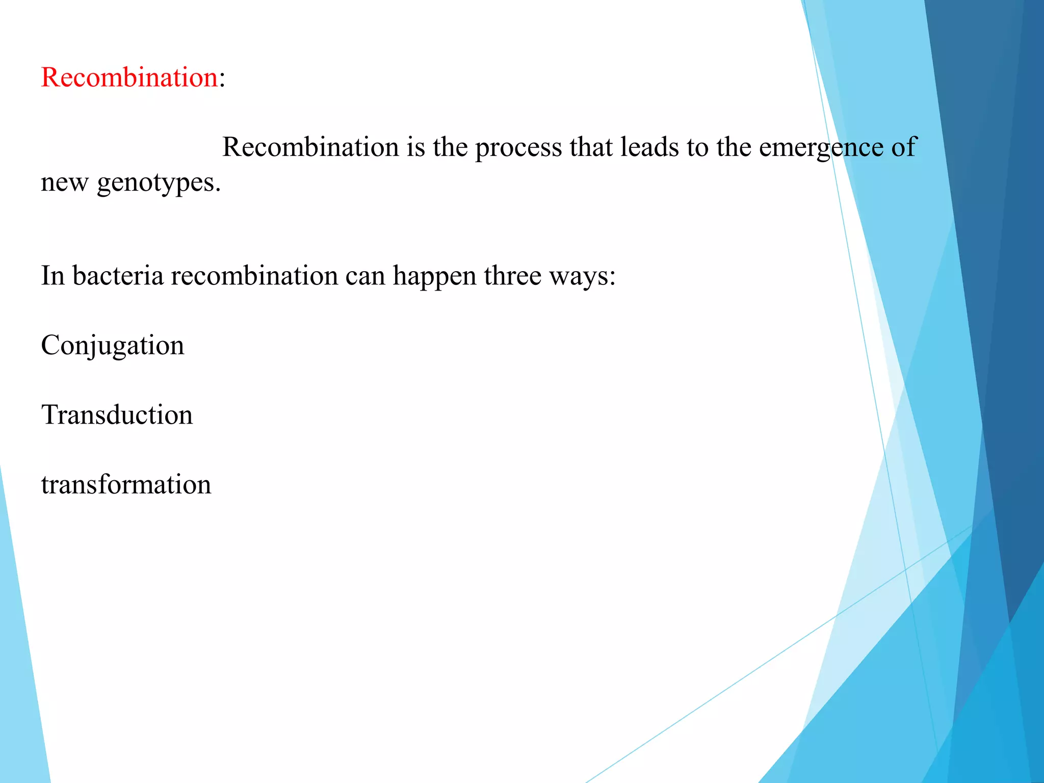 Recombination in bacteria | PPTX