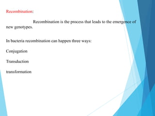 Recombination in bacteria | PPTX
