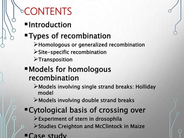 Recombination model and cytological basis of crossing over | PPTX