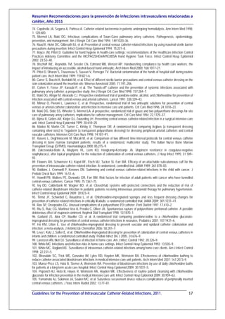 Recomendaciones cdc 2011 infecciones por cateteres | PDF