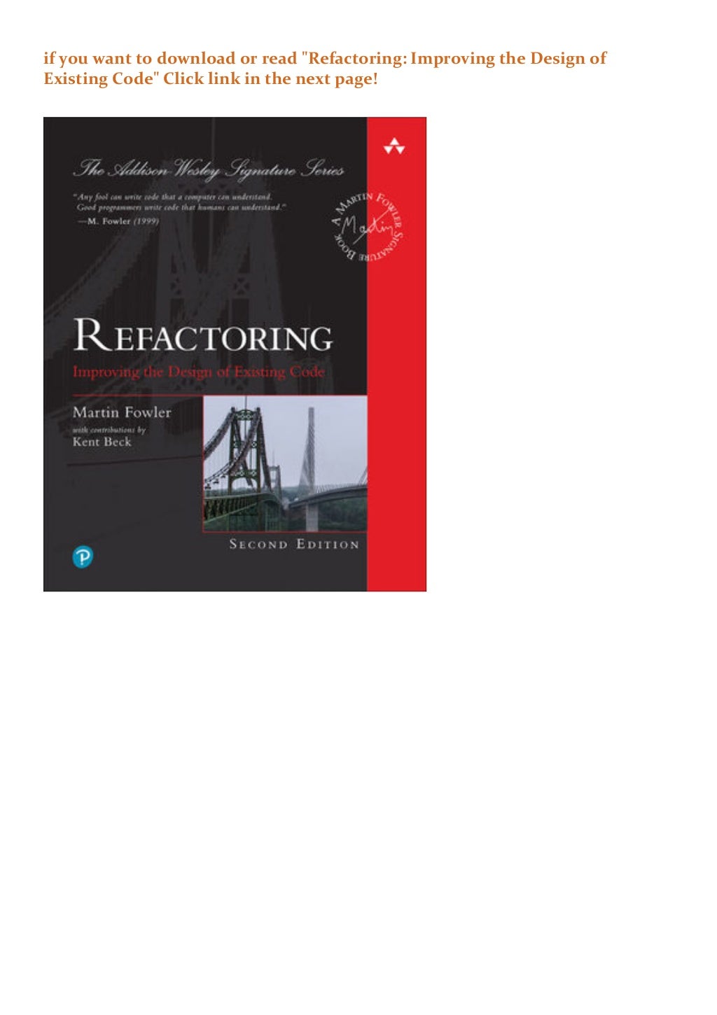 Recomended Bookse Books Refactoring Improving The Design Of Exist
