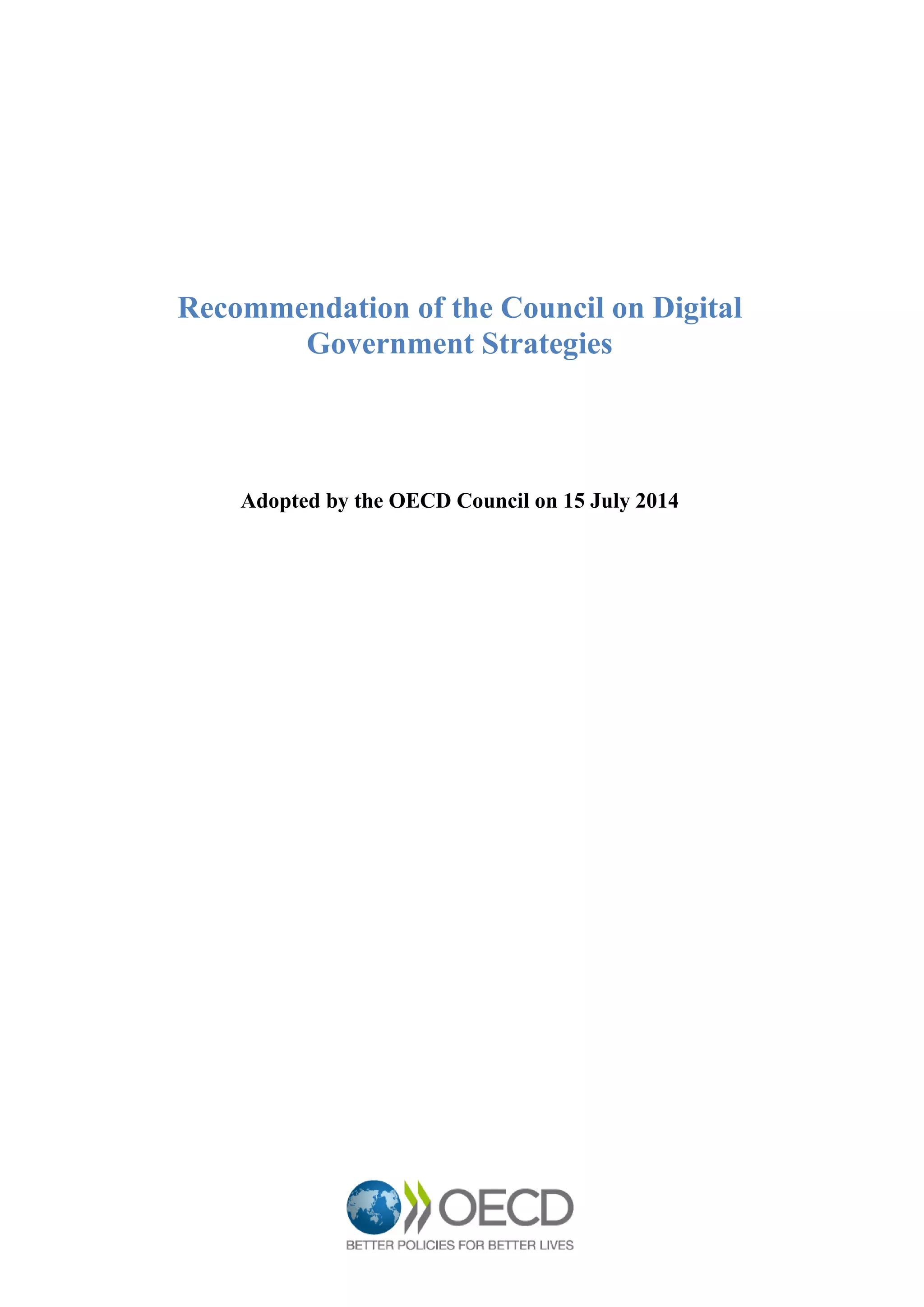 OECD Recommendation on Digital Government Strategies | PDF