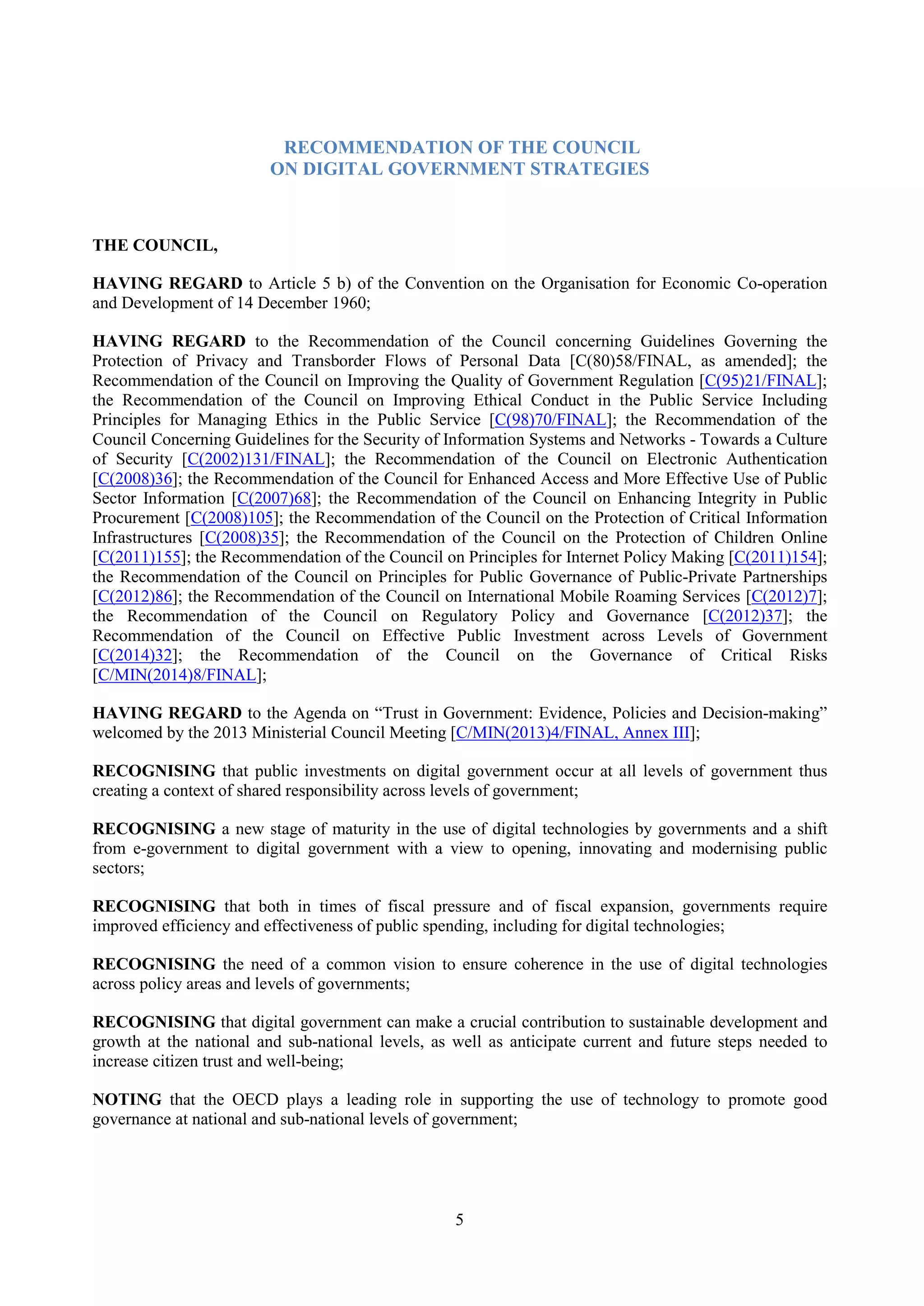 OECD Recommendation on Digital Government Strategies | PDF