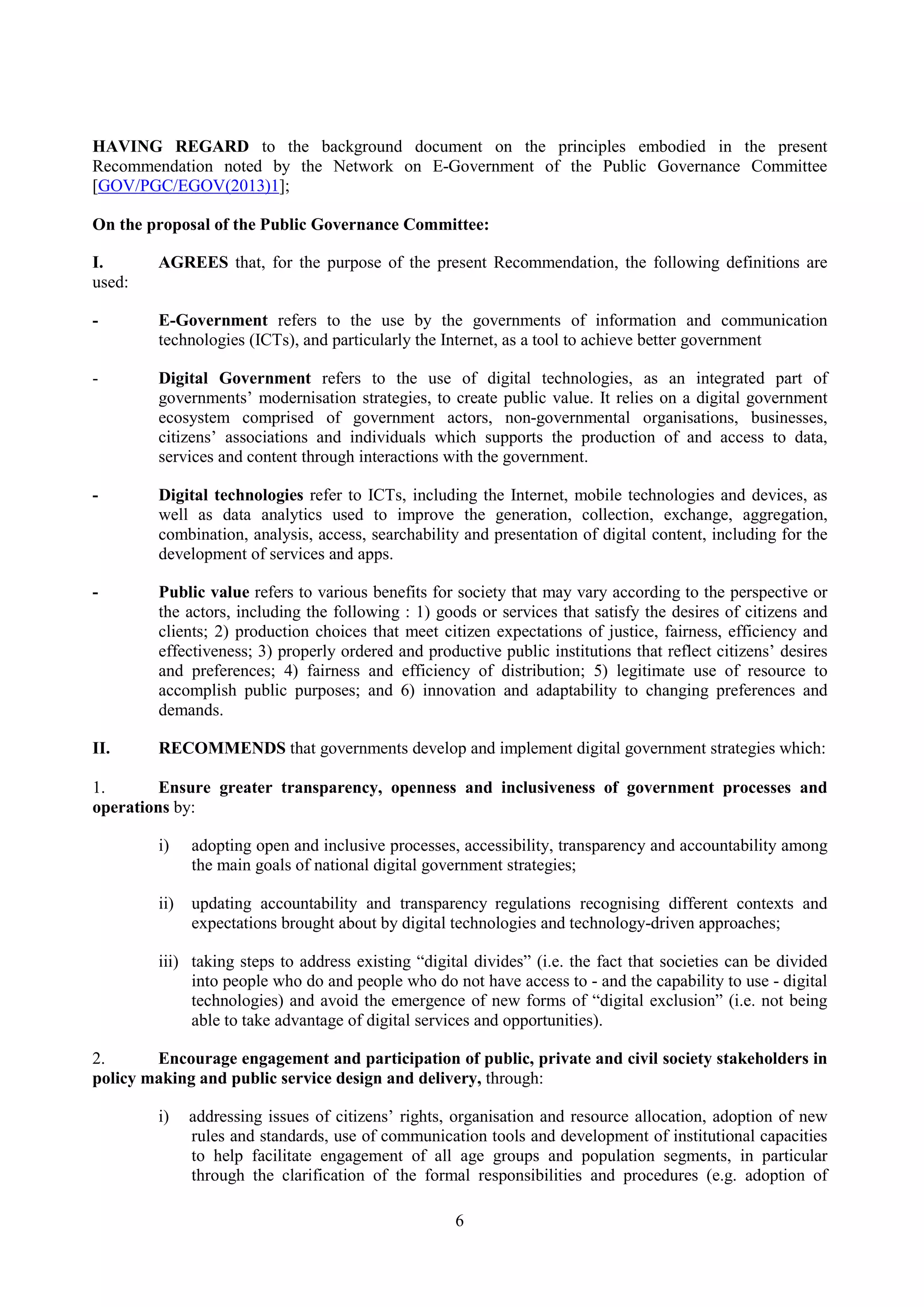 OECD Recommendation on Digital Government Strategies | PDF