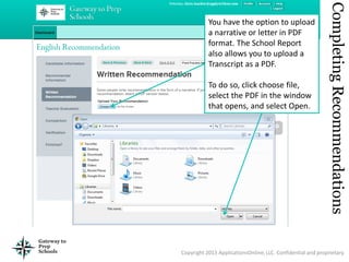 Gateway to Prep Schools: Completing Online Recommendations | PDF