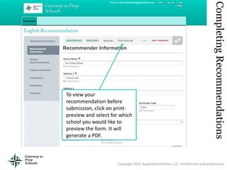 Gateway to Prep Schools: Completing Online Recommendations | PDF