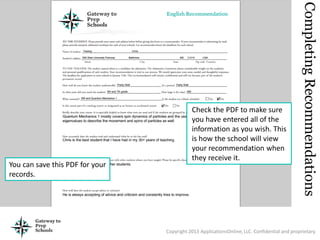 Gateway to Prep Schools: Completing Online Recommendations | PDF