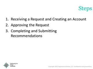 Gateway to Prep Schools: Completing Online Recommendations | PDF