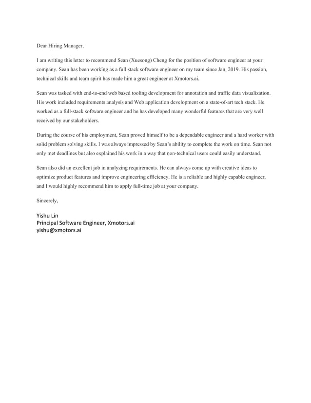 Recommendation letter | PDF | Computing | Technology & Computing