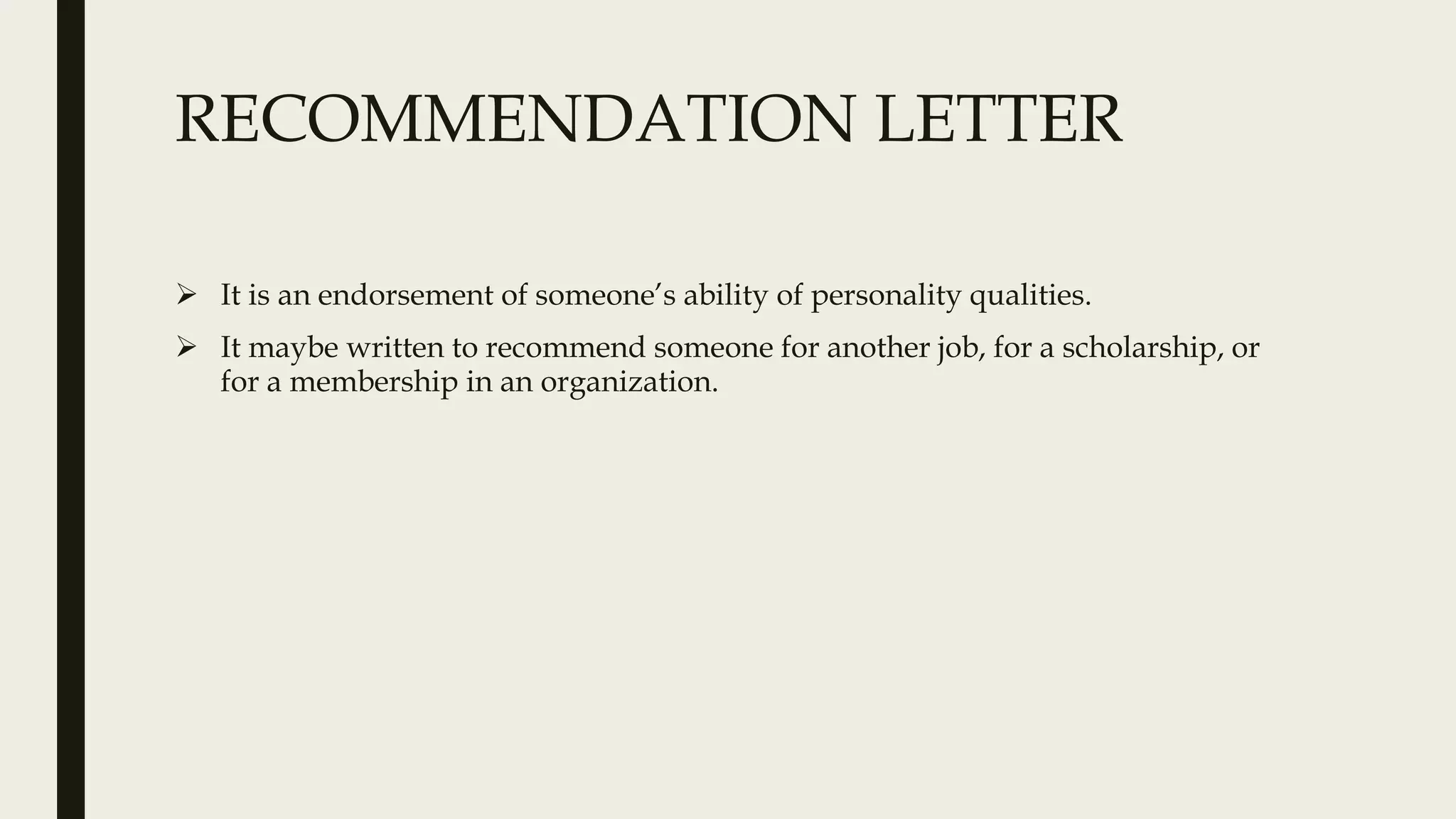 Recommendation Letter | PPT
