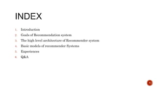 Practical Recommendation System - Scalable Machine Learning | PPTX