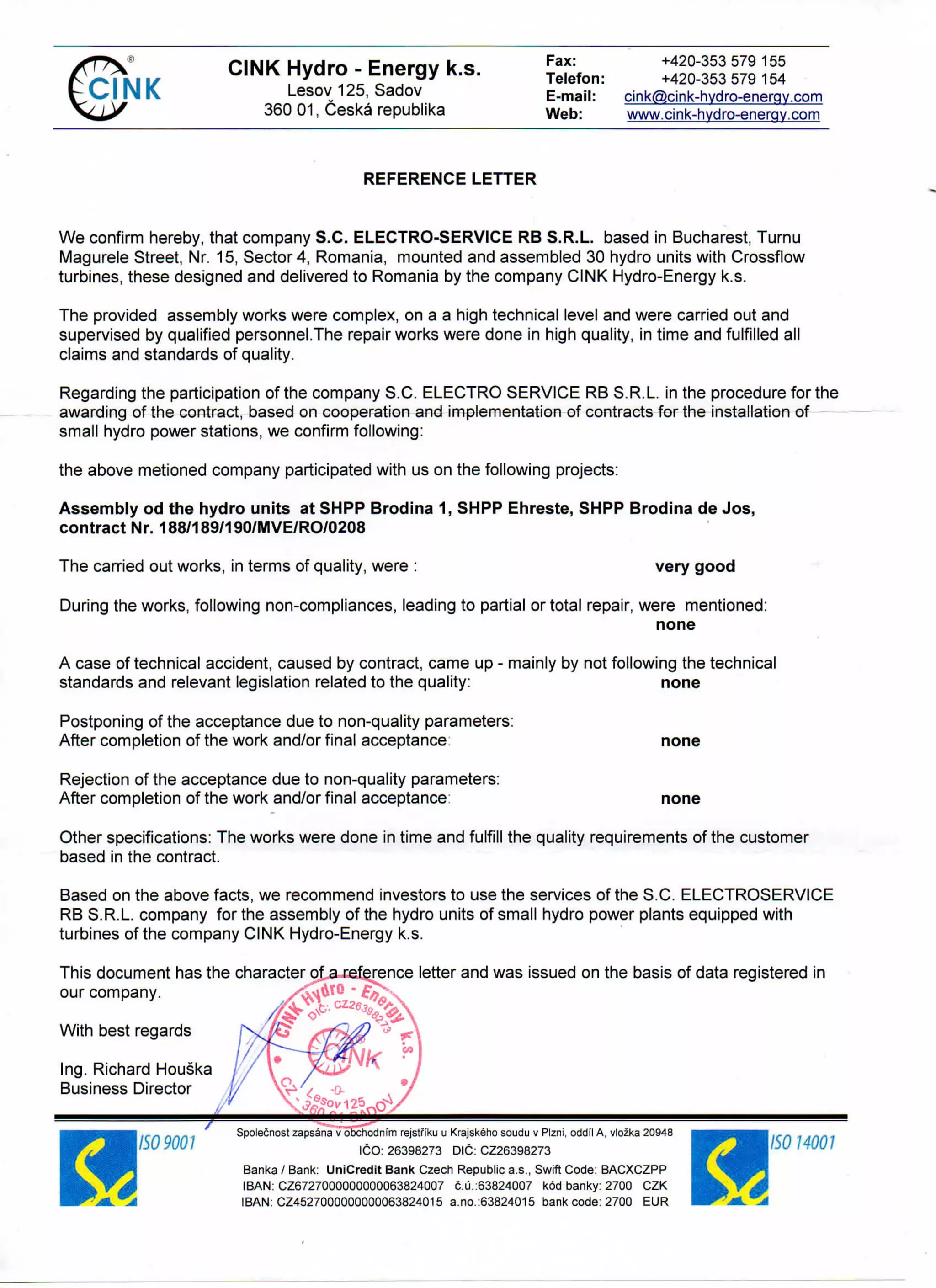 Recommendation CINK Hydro - Energy k.s. | PDF