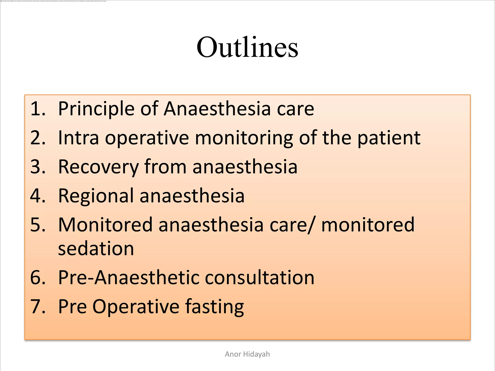 Recommendation for safety standards and monitoring during anaesthesia | PPTX