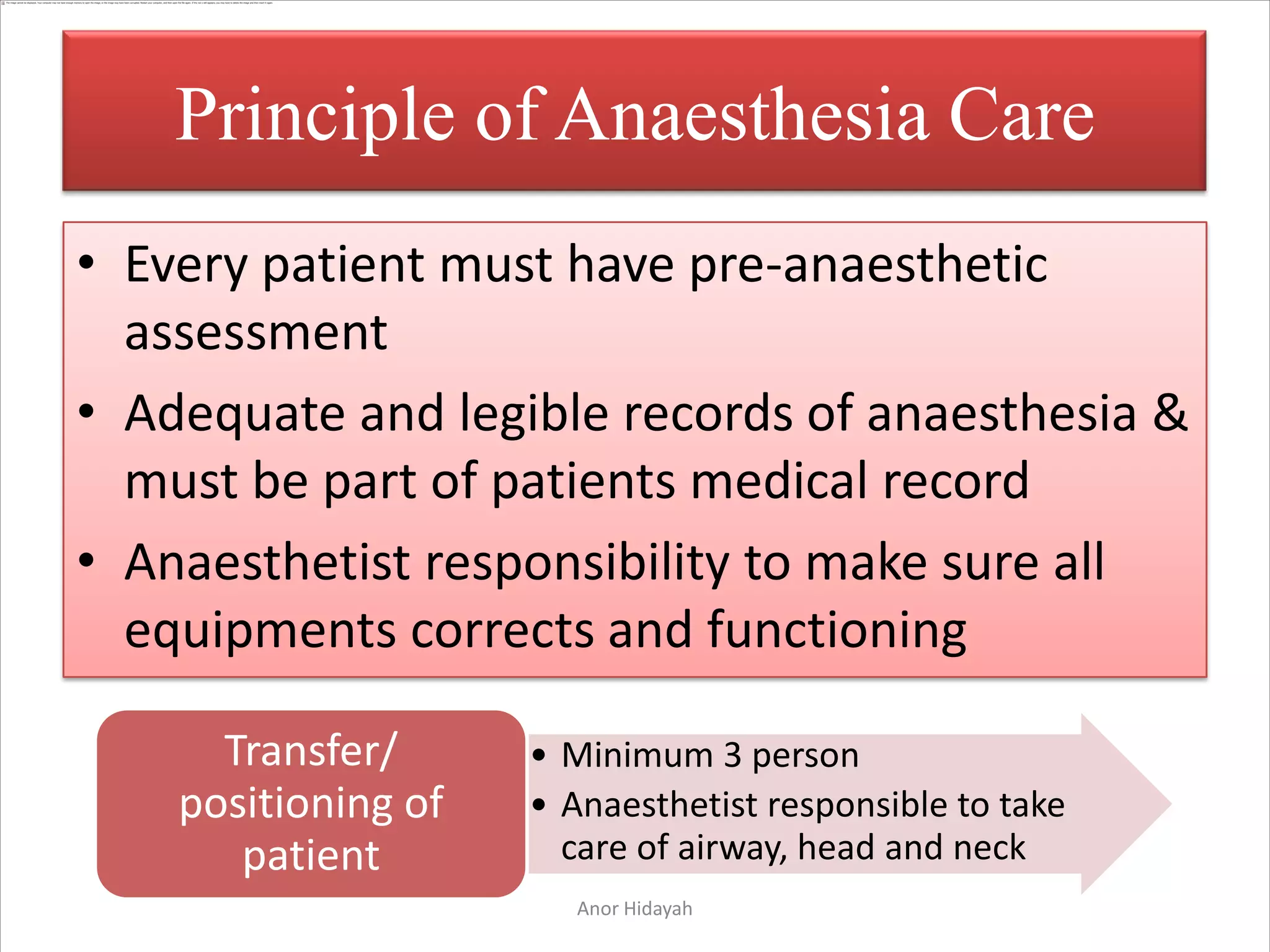Recommendation for safety standards and monitoring during anaesthesia ...