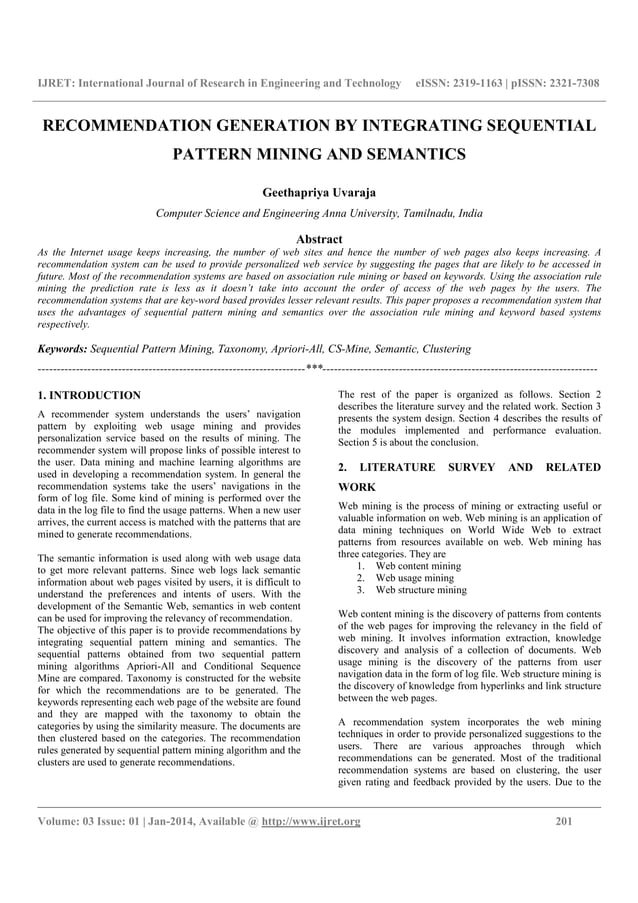 Recommendation Generation By Integrating Sequential Pdf
