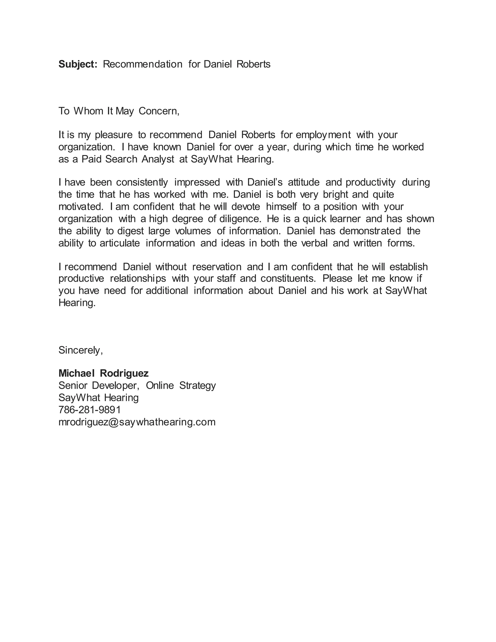 Recommendation letter | DOCX