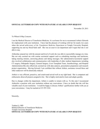 Kaiser Permanente Letterhead