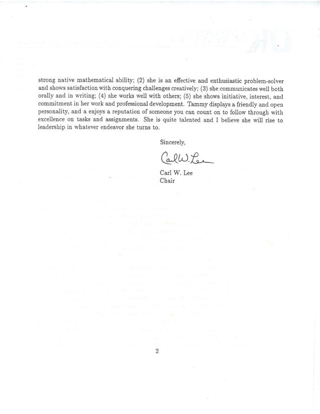 Recommendation Letter From Carl Lee | PDF