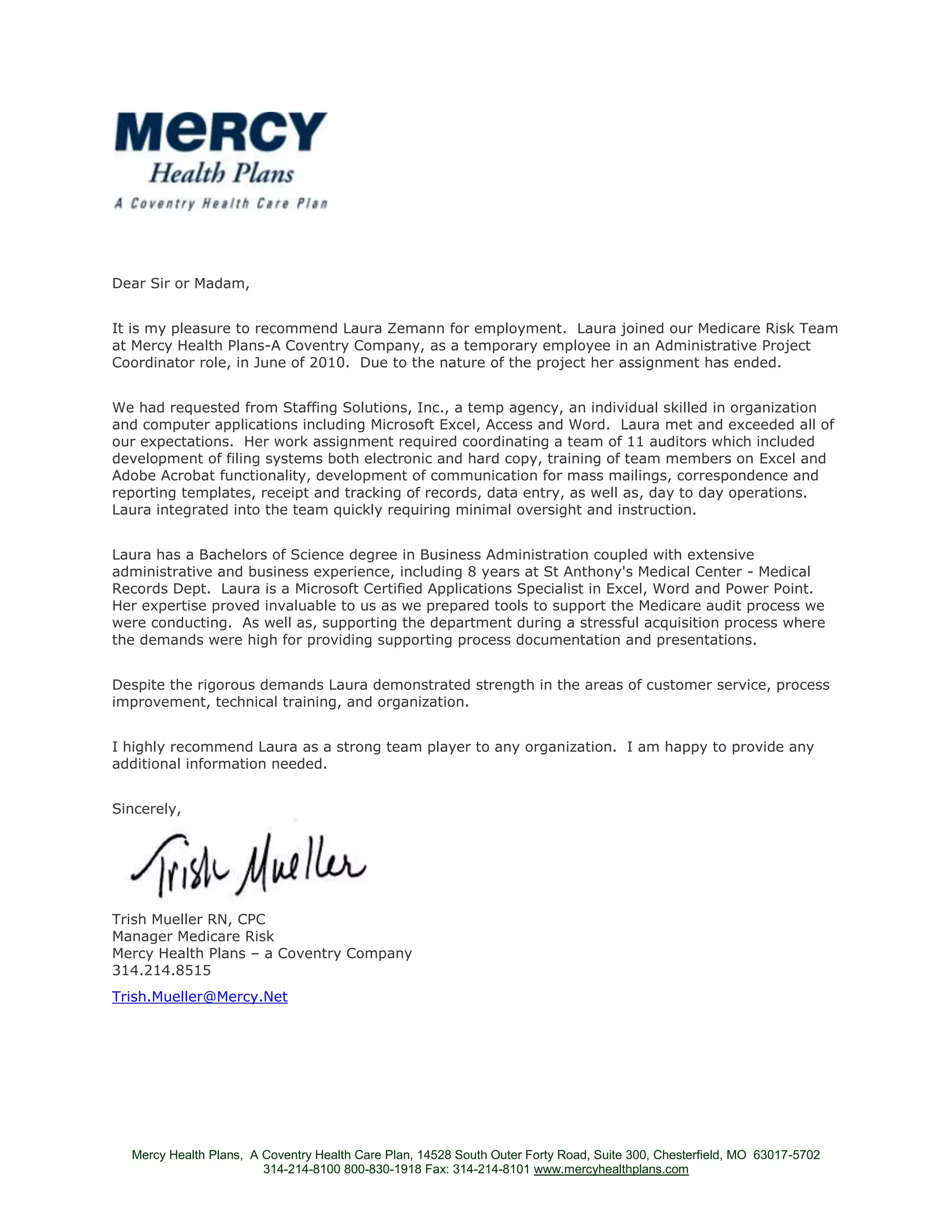 Recommendation Letter Mhp | DOCX