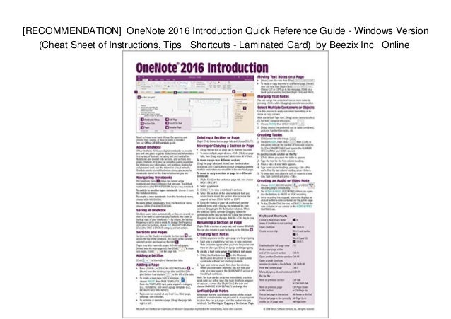 [recommendation] Onenote 2016 Introduction Quick Reference Guide