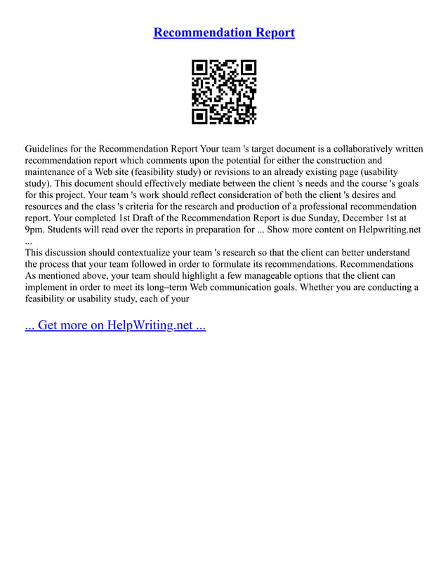 Recommendation Report | PDF | Educational Assessment | Education