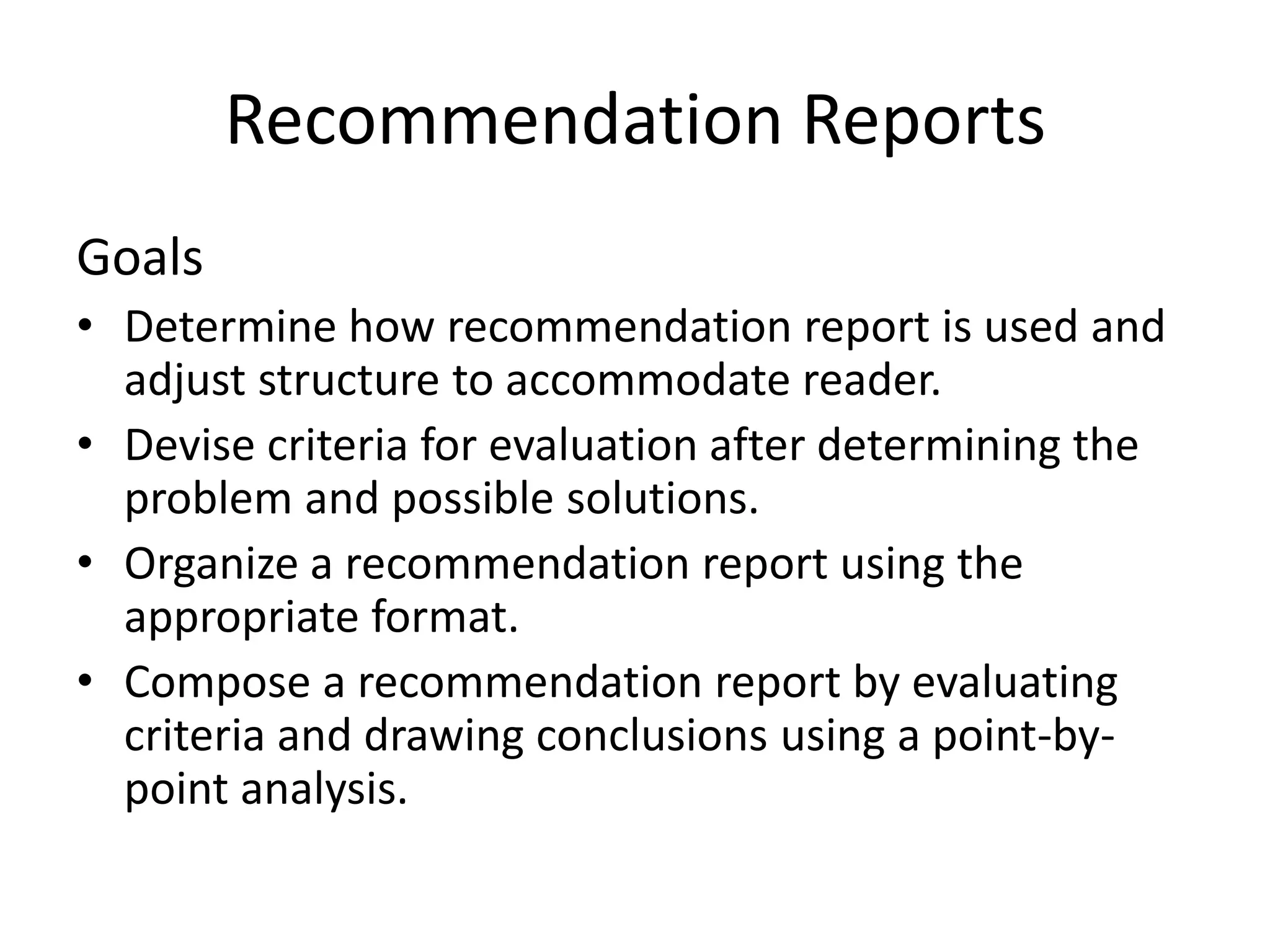 Recommendation reports | PPTX